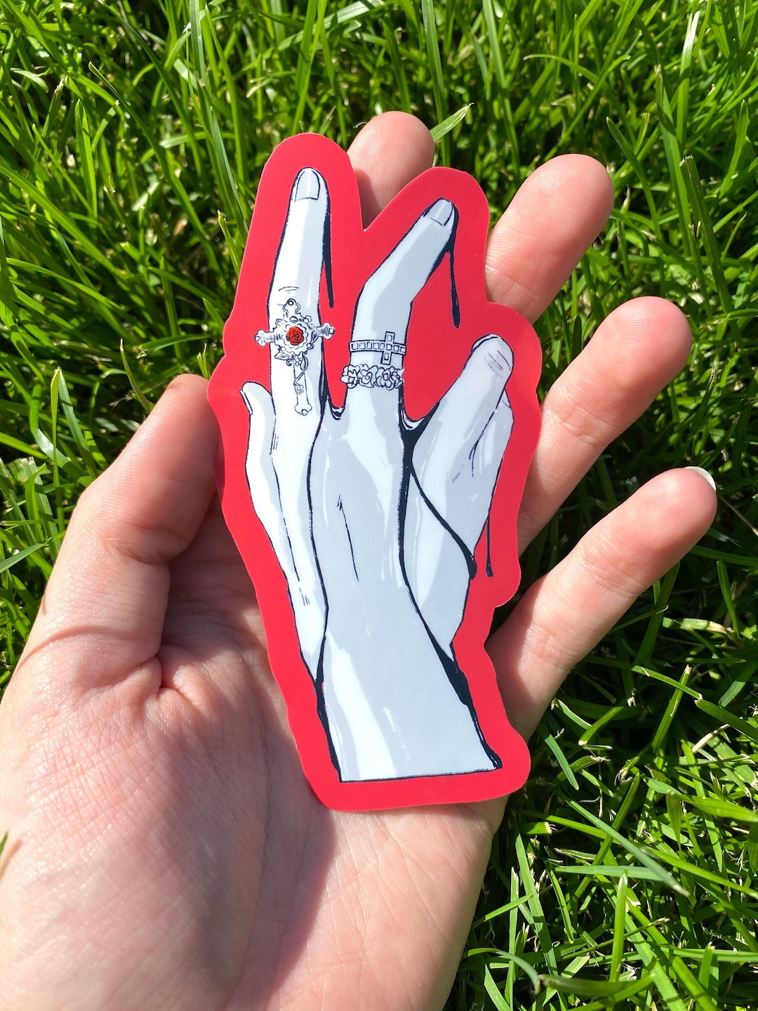 Inky Hand Sticker / 4in Waterproof Sticker / Weatherproof Sticker ...
