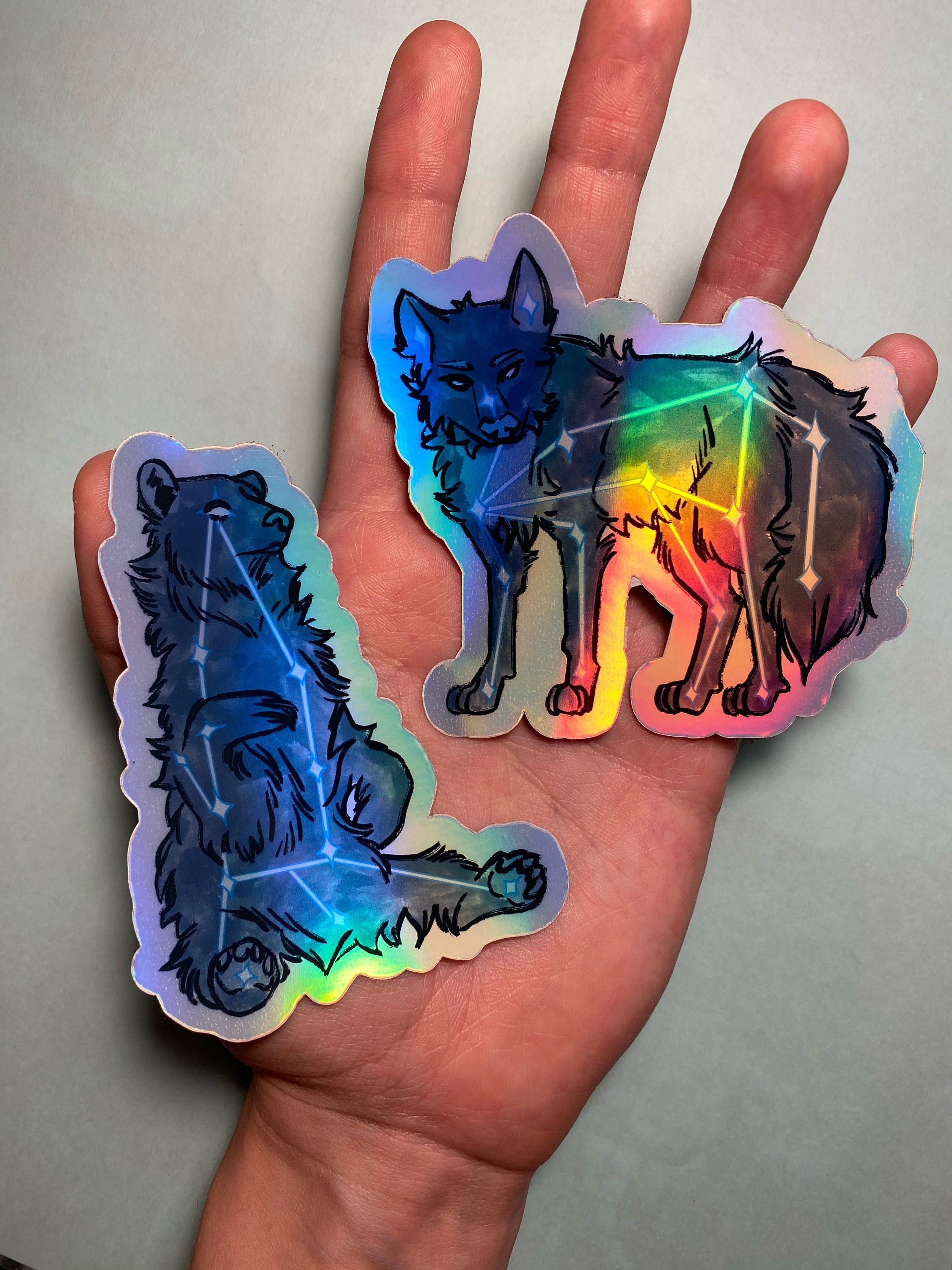 Bear and Wolf Holographic Constellation Stickers / Fantasy Animal ...