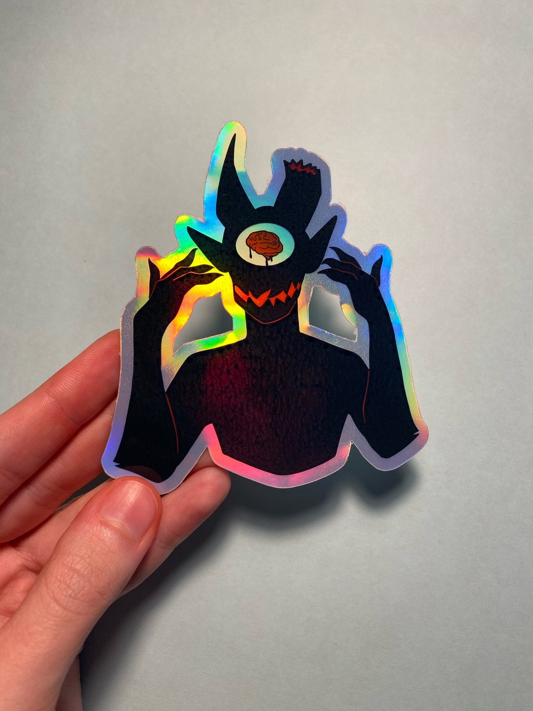 Brain Demon Holographic Sticker / Fantasy Animal Sticker / Waterproof ...