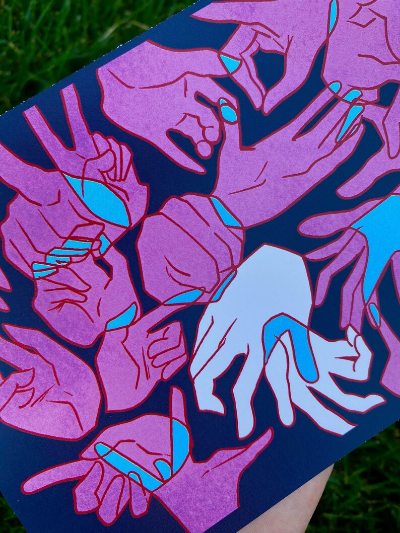 Many Hands Mini Prints / 7x5 Glossy Cardstock Original Art - Etsy