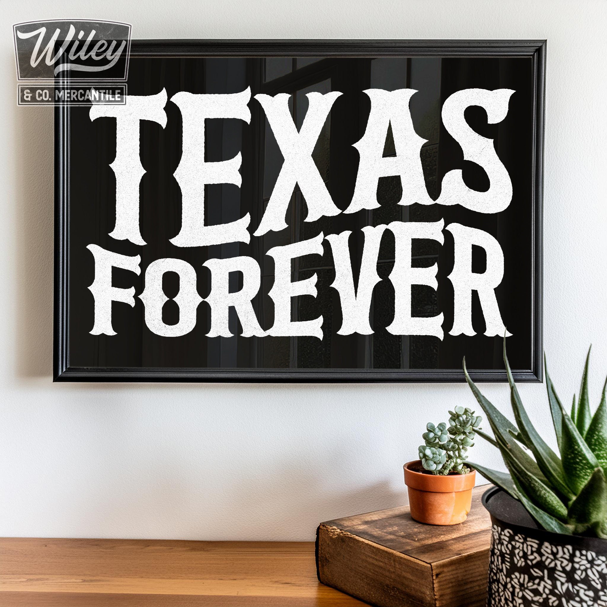 Texas Forever Vintage Black and White Typography Art Print | Large ...