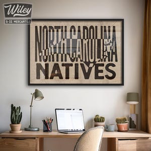 North Carolina Native Vintage Ink Press Typography Art Print | Large ...