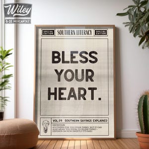 Bless Your Heart Wall Art Print, Southern Literacy, Humorous Southern ...