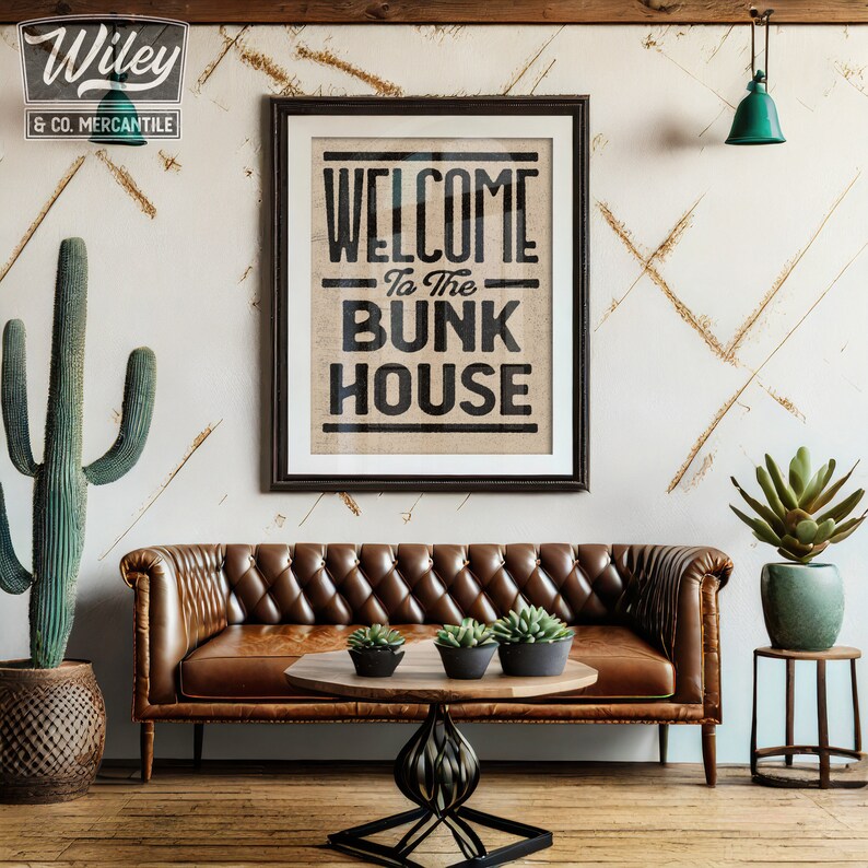 Welcome to the Bunk House Typography Art Print, Western Living Decor ...