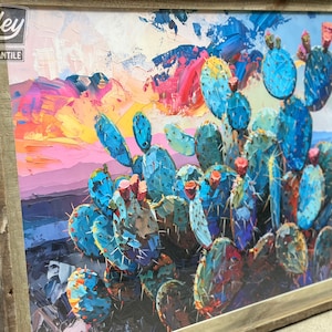 Prickly Pear Cactus Art Print | Cactus Painting Wall Print, Colorful ...