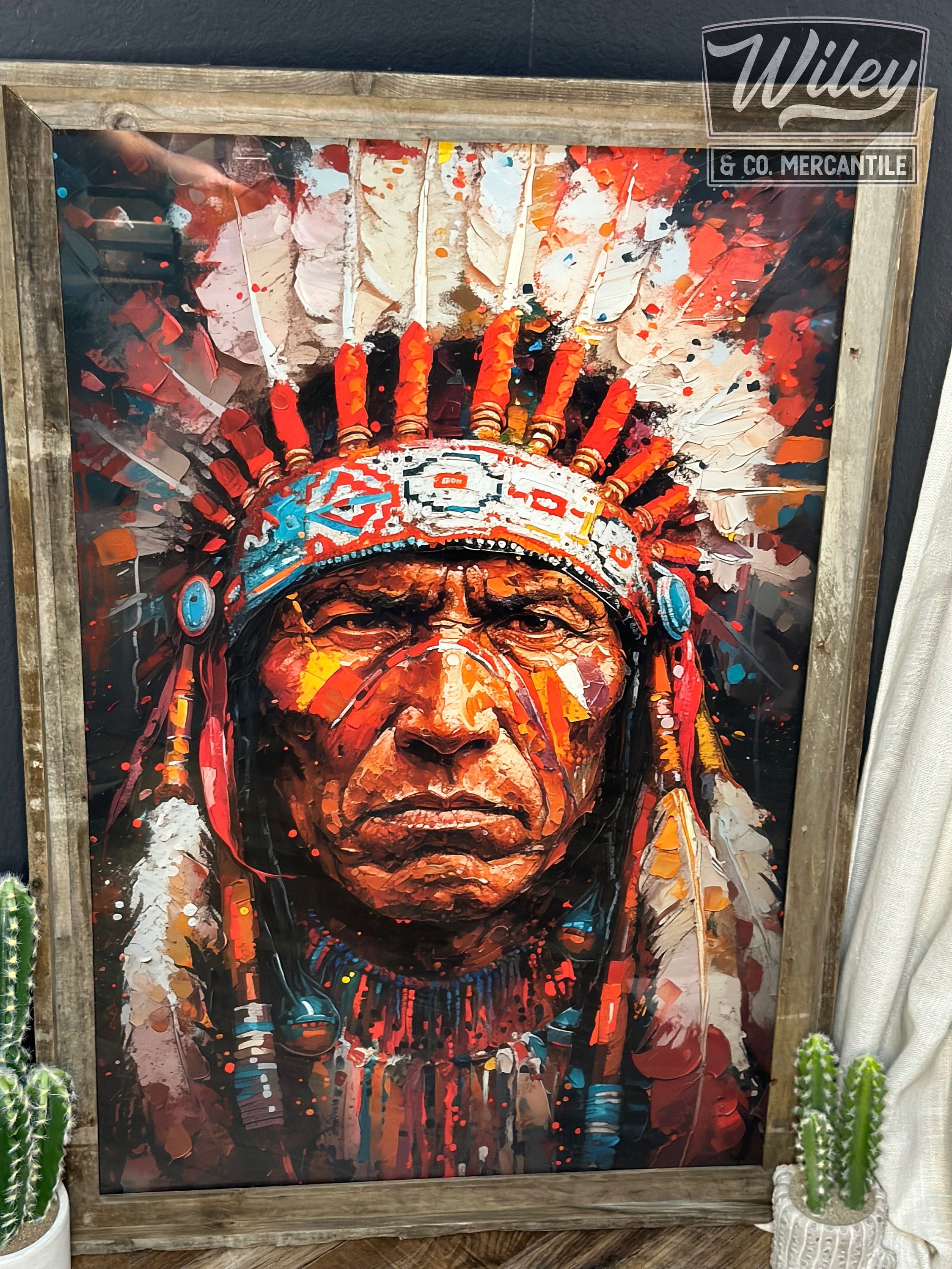 Native American Indian Chief Art Print Large Indian Wall Art, Vintage ...