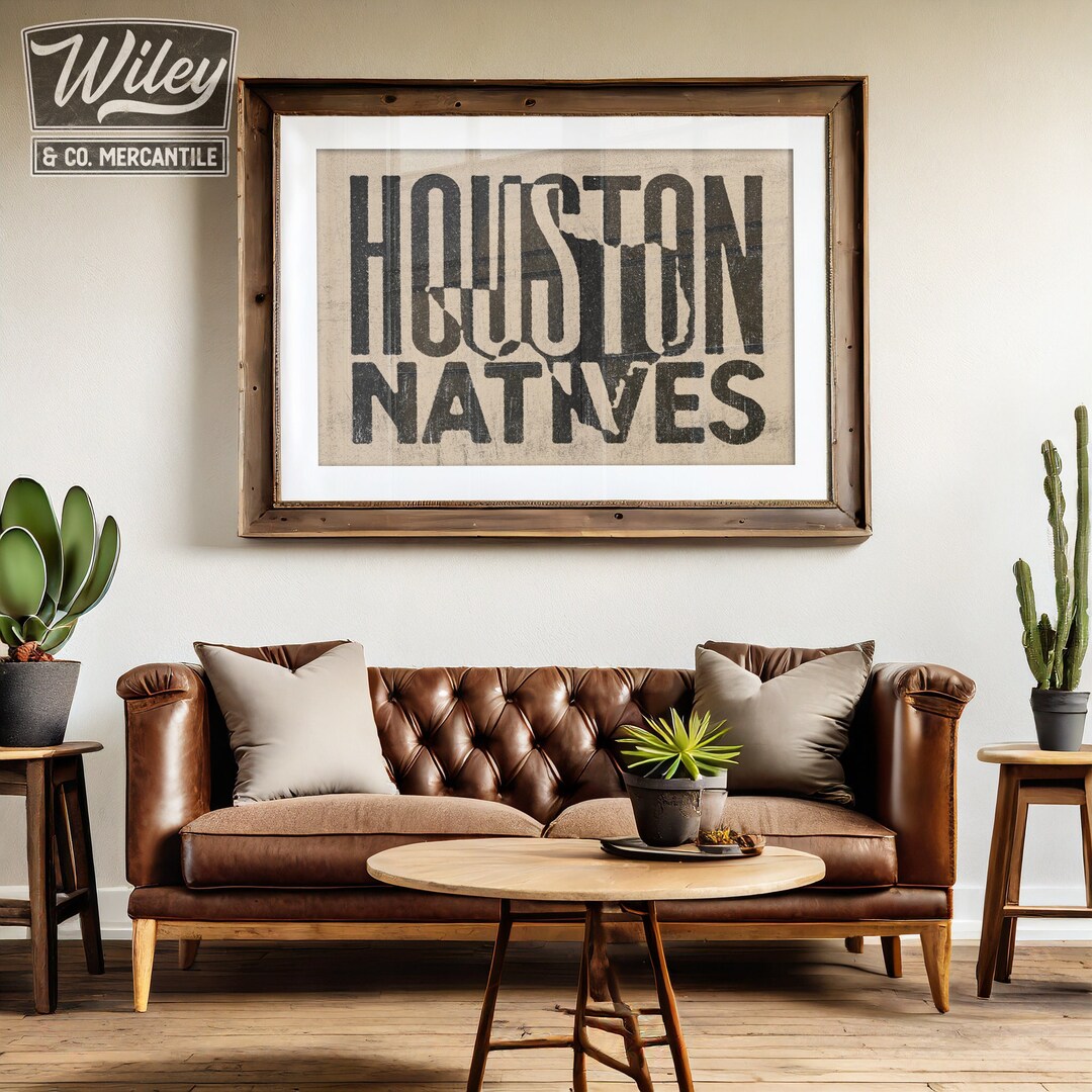 Houston Texas Natives Vintage Ink Press Typography Art Print Southern ...
