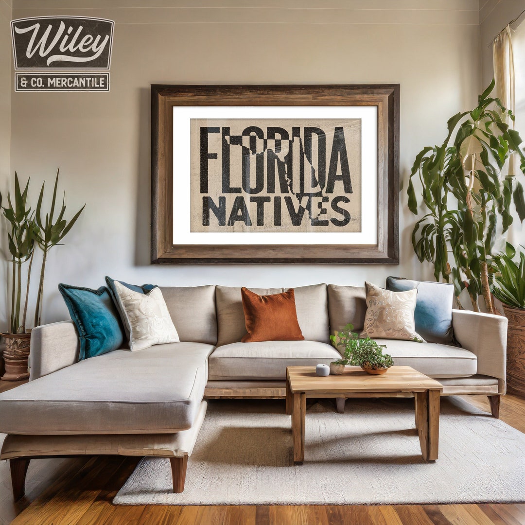 Florida Native Vintage Ink Press Typography Art Print Large Southern ...