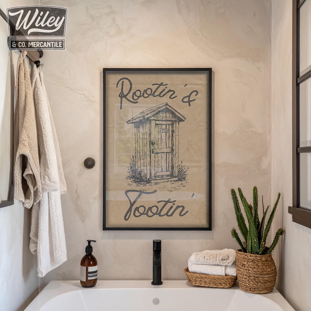 Rootin' and Tootin' Funny Bathroom Wall Art, Western Ranch Bunk House ...