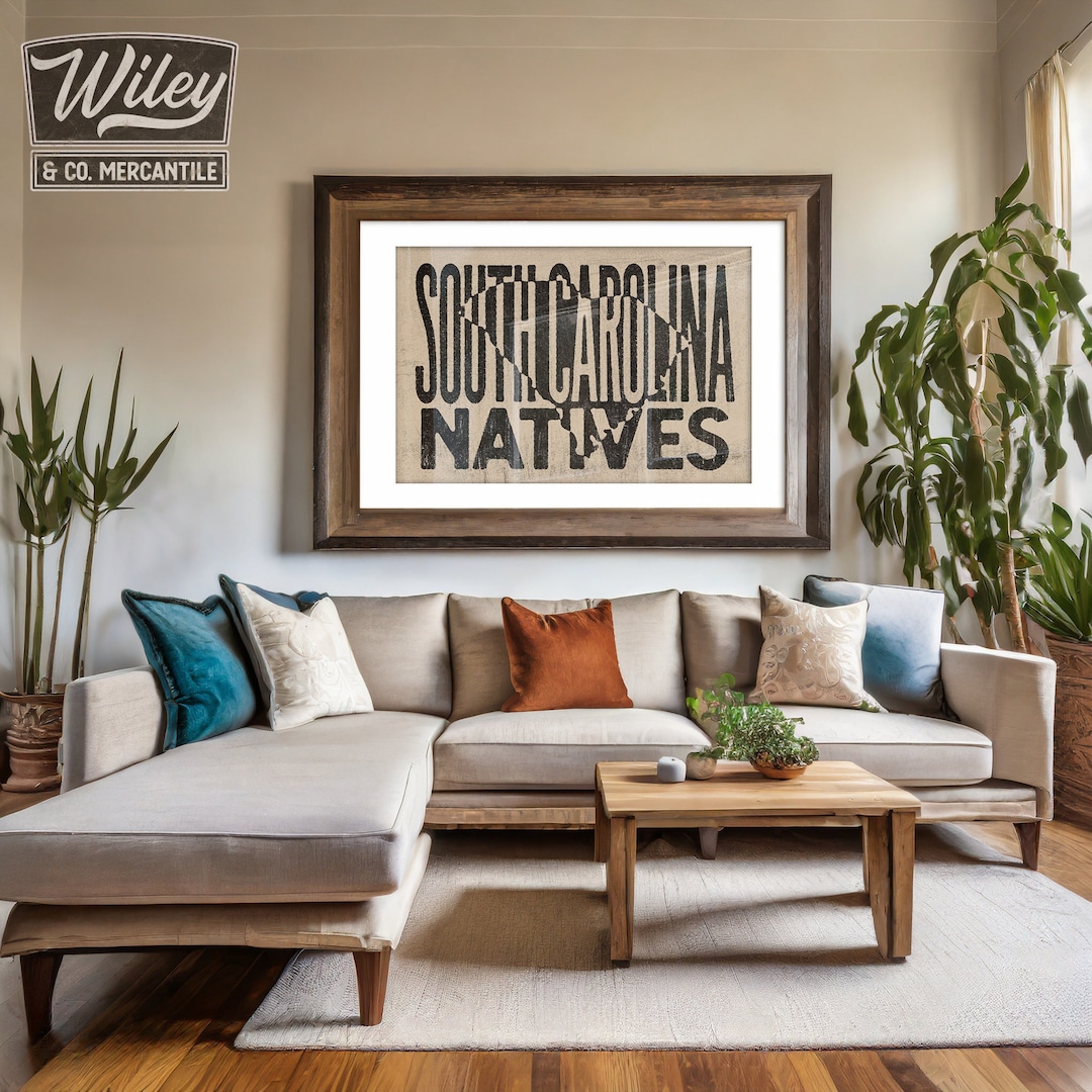 South Carolina Natives Vintage Ink Press Typography Art Print Large ...