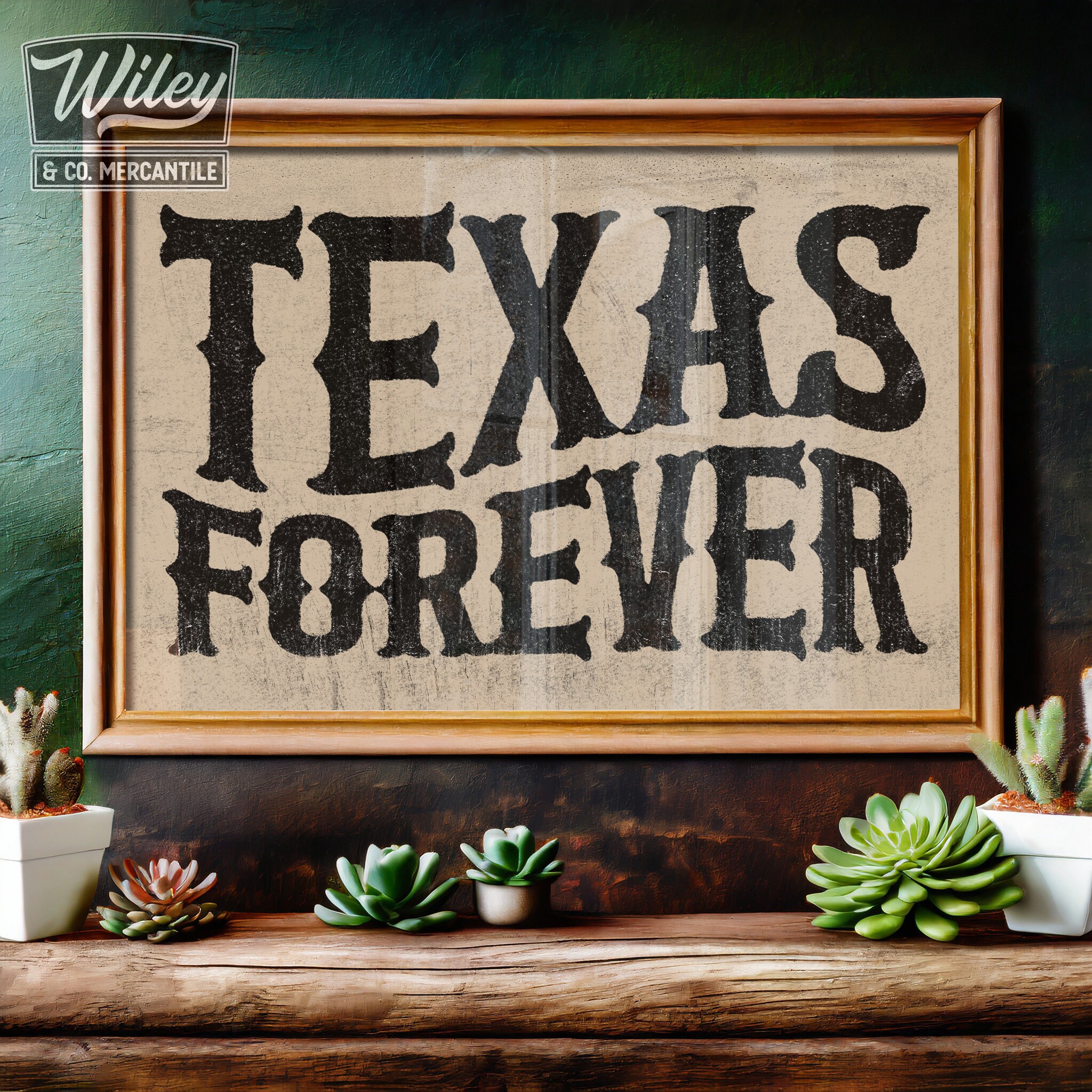 Texas Forever Vintage Ink Press Typography Art Print Large Southern ...