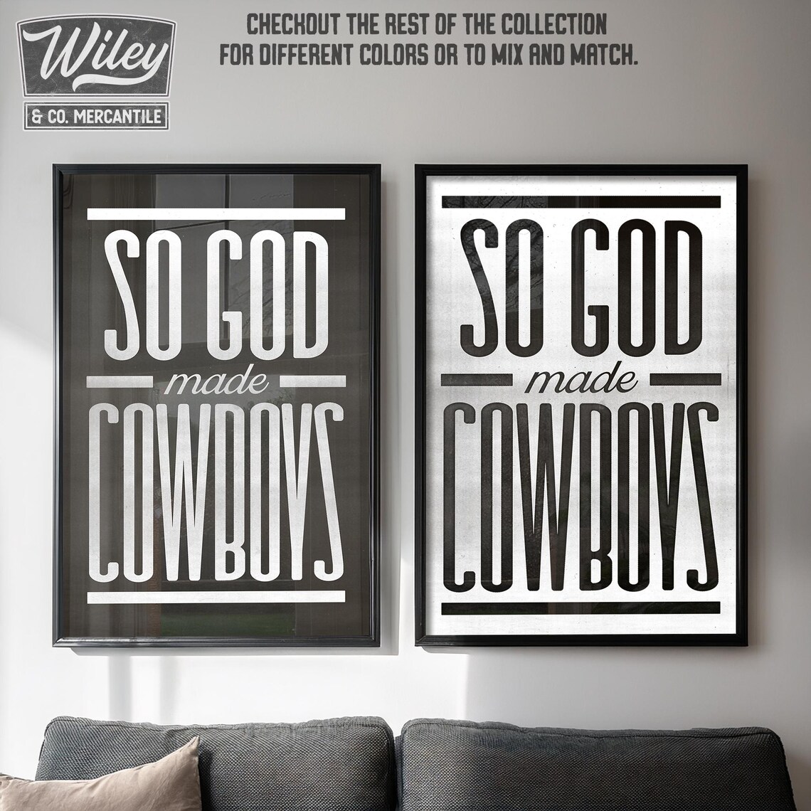 So God Made Cowboys Print, Western Christian Wall Art, Black and White ...