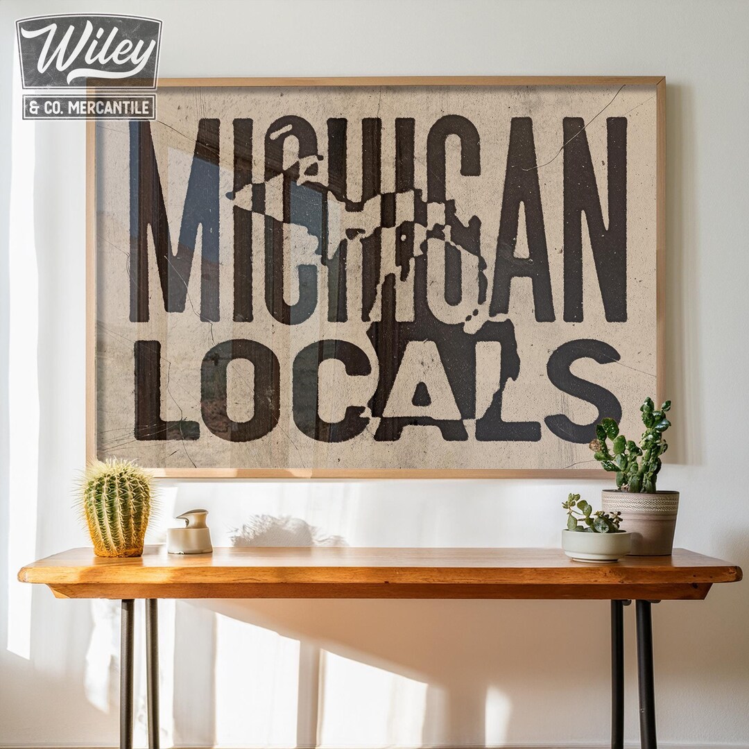 Vintage Michigan Locals Art, Great Lakes Giclee Print, Retro Michigan ...