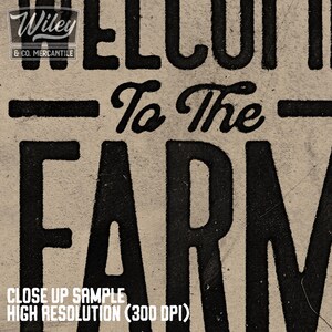 Welcome to the Farm Wall Art Print, Vintage Ink Press Style Typography ...
