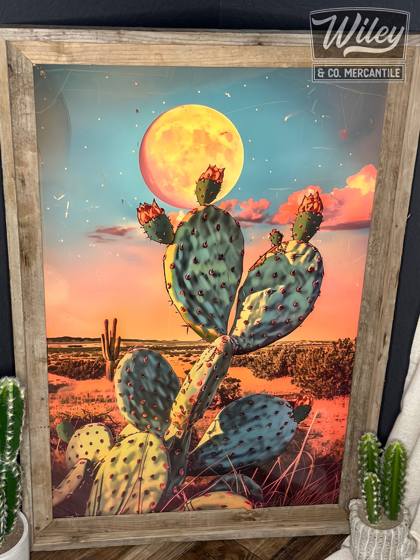 Prickly Pear Cactus Art Print | Retro Cactus Wall Art, Vintage Western ...