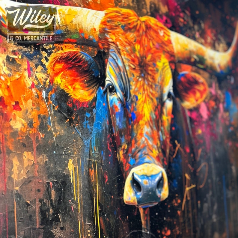 Texas Longhorn Canvas Art Print | Longhorn Painting Print, Western ...