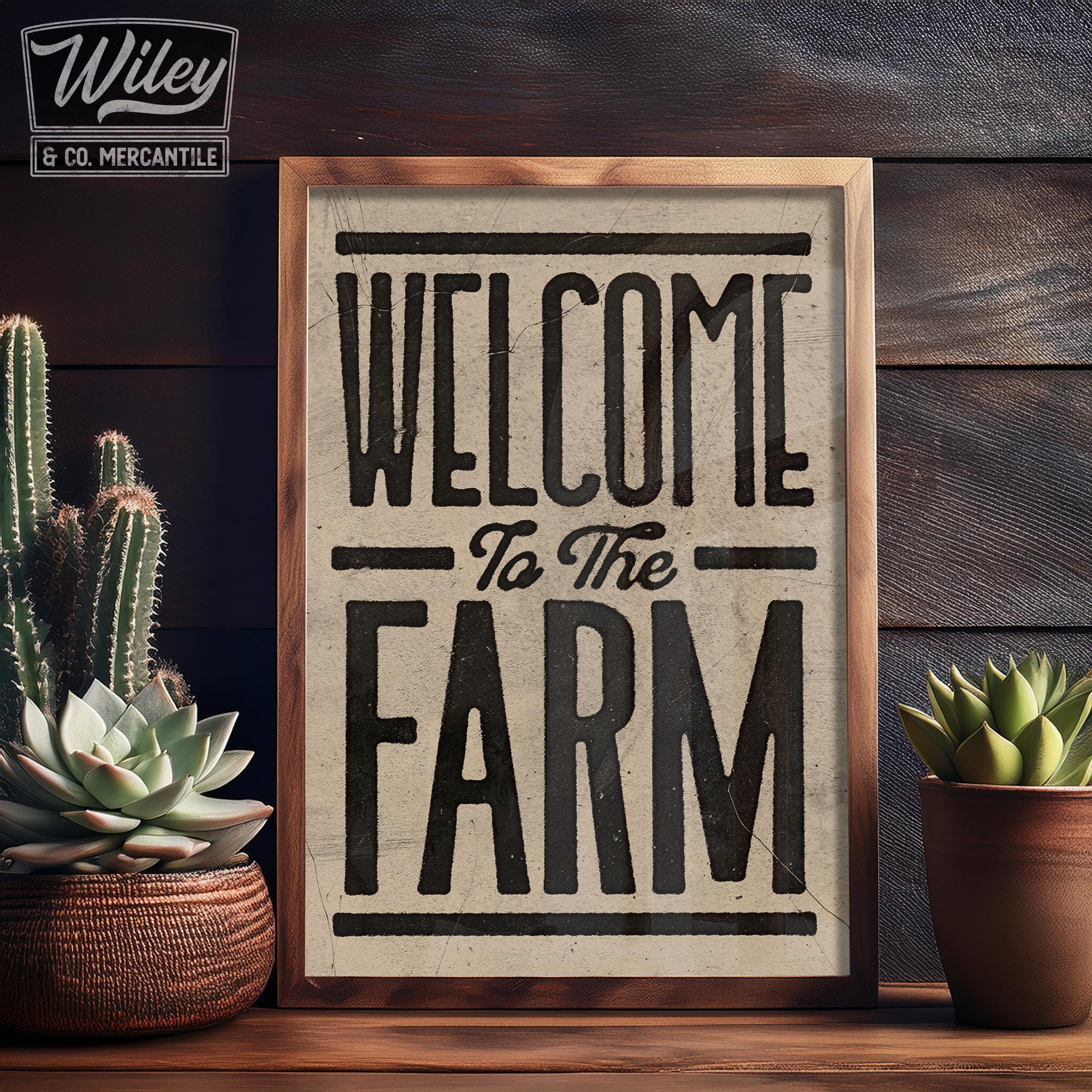 Welcome to the Farm Wall Art Print, Vintage Ink Press Style Typography ...