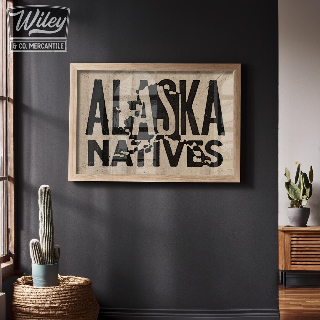 Alaska Natives Art Print, Vintage Ink Press Style Effect, Alaska Wall ...