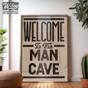 Welcome to the Man Cave Vintage Ink Press Typography Art Print | Large ...