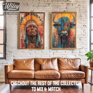 Buffalo Art Print | Large Buffalo Wall Art, American Bison Art, Native ...