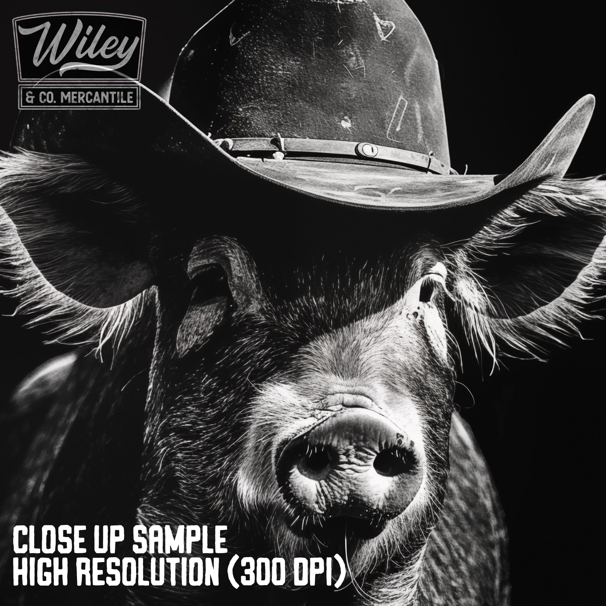 Cute Pig Wearing Cowboy Hat Art Print, Western Farm Animals Print ...