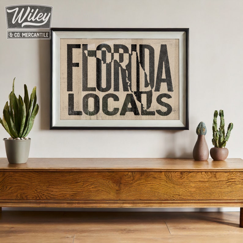 Florida Locals Vintage Ink Press Typography Art Print Large Southern ...