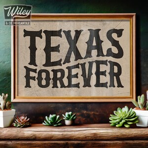 Texas Forever Vintage Ink Press Typography Art Print | Large Southern ...