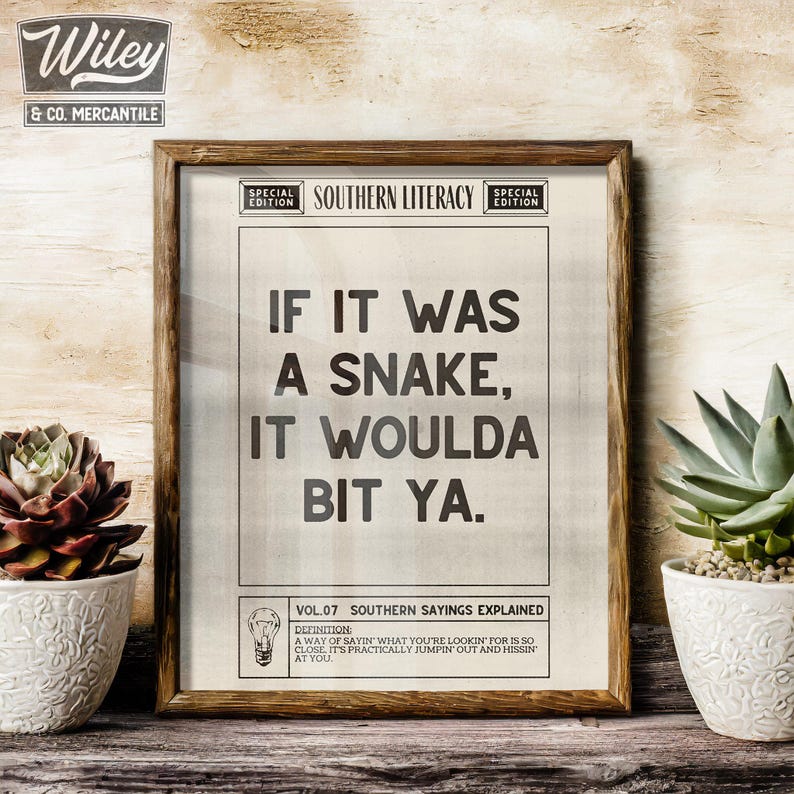 If It Was a Snake It Woulda Bit Ya Print, Funny Southern Saying Poster ...