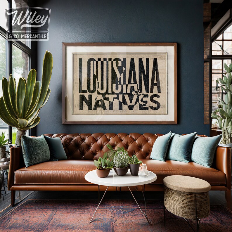 Louisiana Natives Vintage Ink Press Typography Art Print Large Southern ...