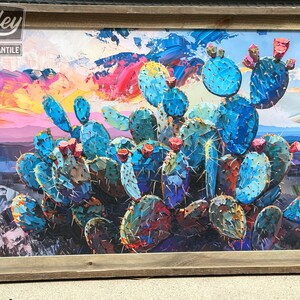 Prickly Pear Cactus Art Print | Cactus Painting Wall Print, Colorful ...