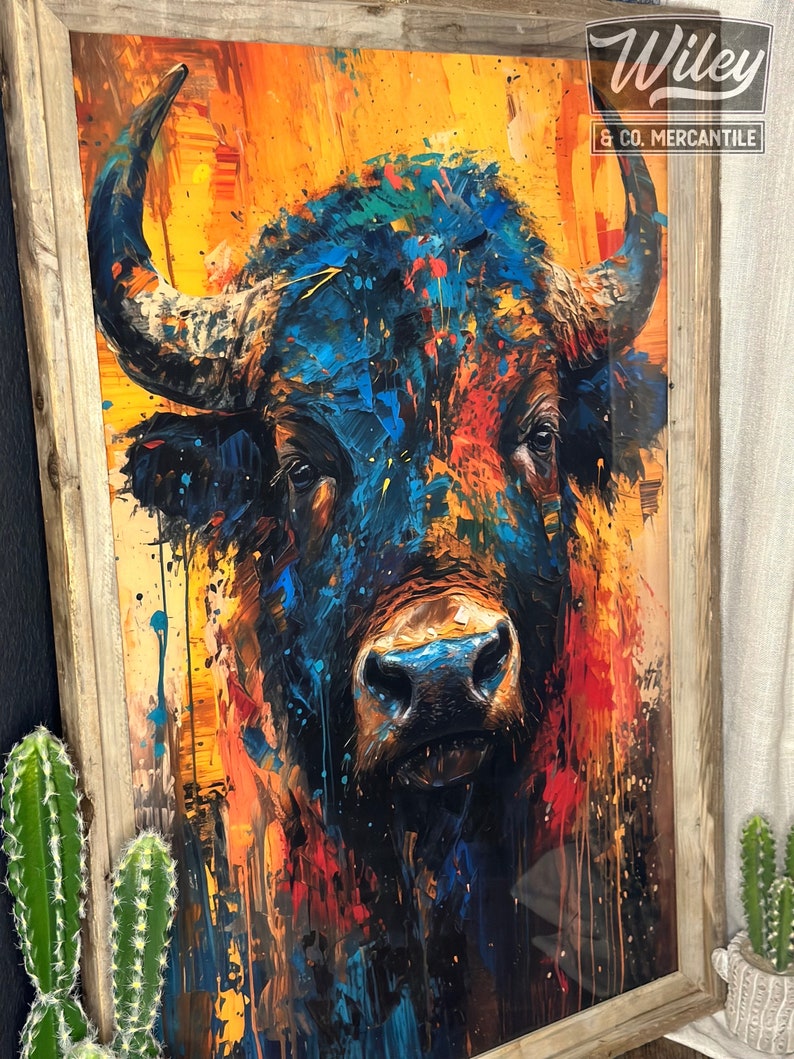 Buffalo Art Print | Large Buffalo Wall Art, American Bison Art, Native ...