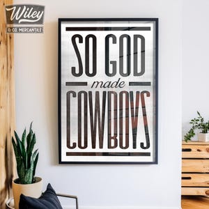So God Made Cowboys Print, Western Christian Wall Art, Black and White ...