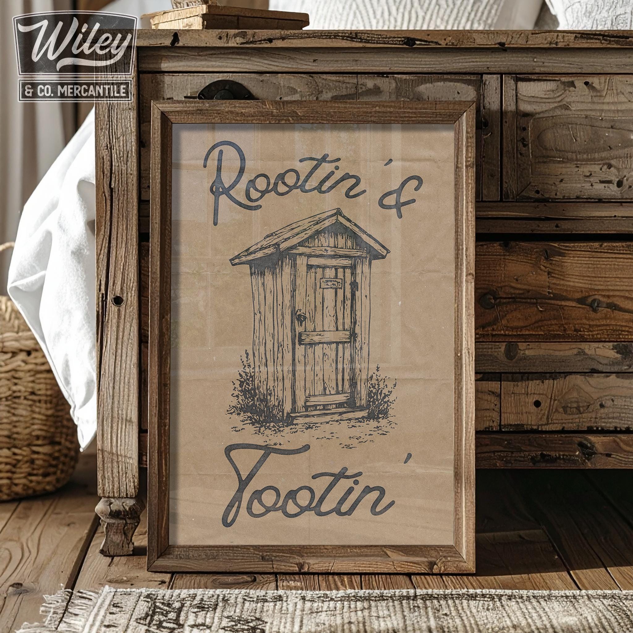 Rootin' and Tootin' Funny Bathroom Wall Art, Western Ranch Bunk House ...