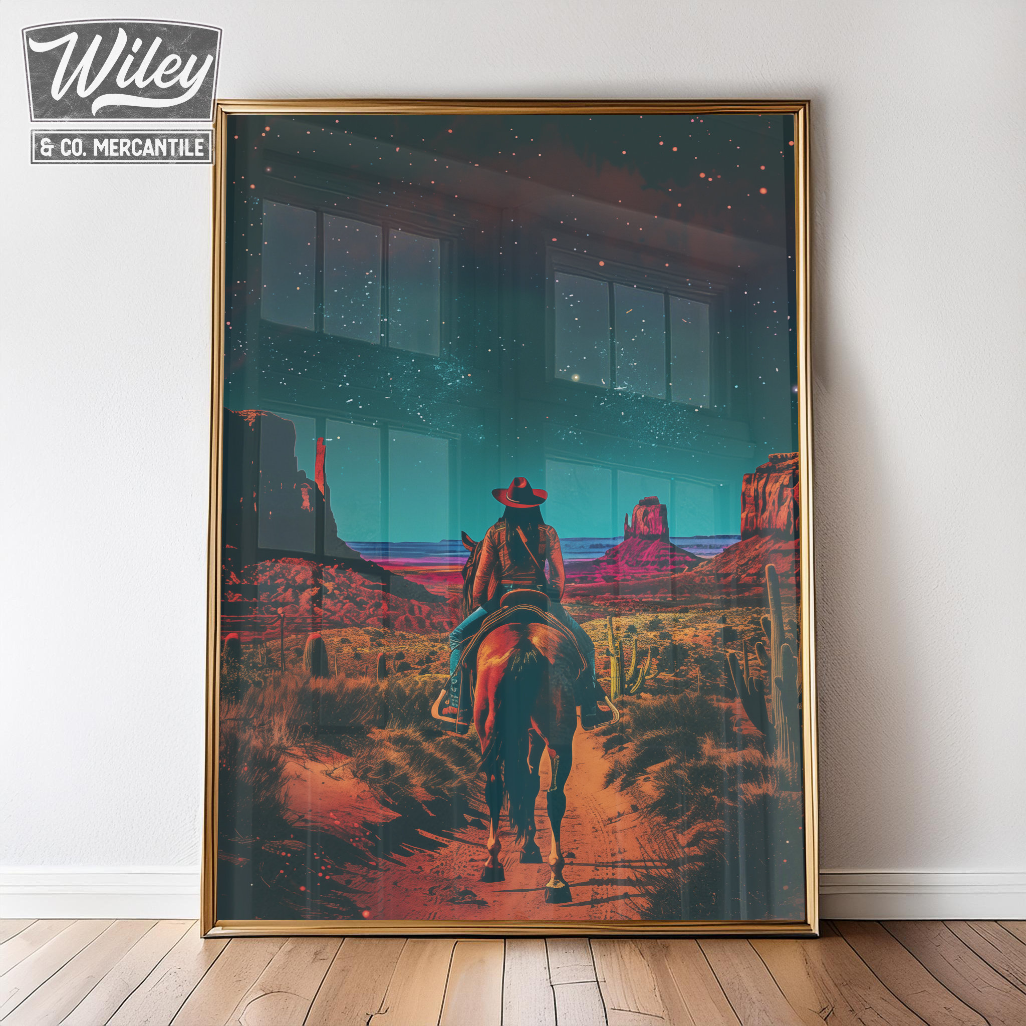 Retro Cowgirl Riding Horse Art Print Cosmic Cowgirl Wall Art, Vintage ...