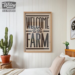Welcome to the Farm Wall Art Print, Vintage Ink Press Style Typography ...