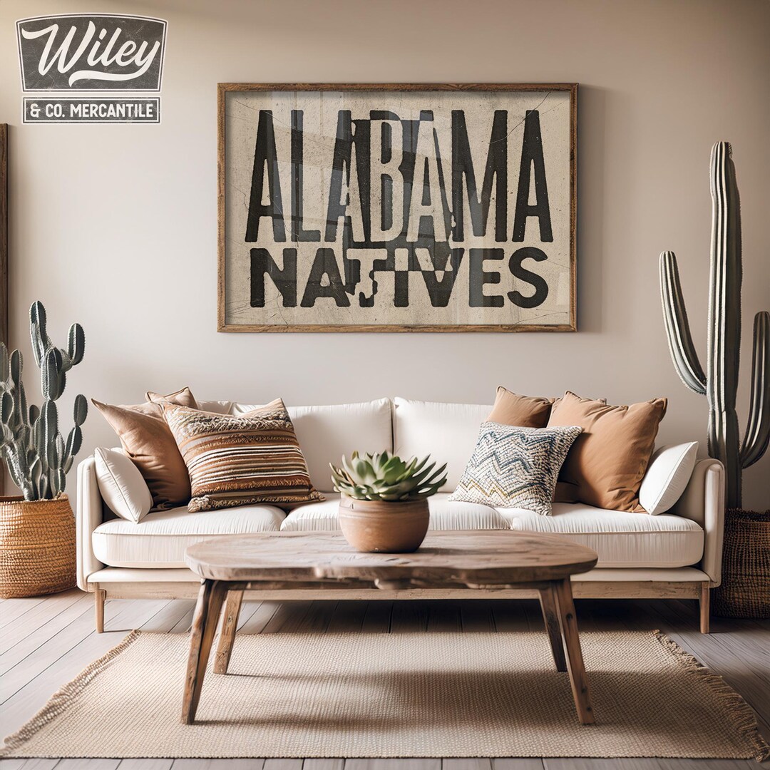 Alabama Natives Vintage Ink Press Typography Art Print | Large Southern ...