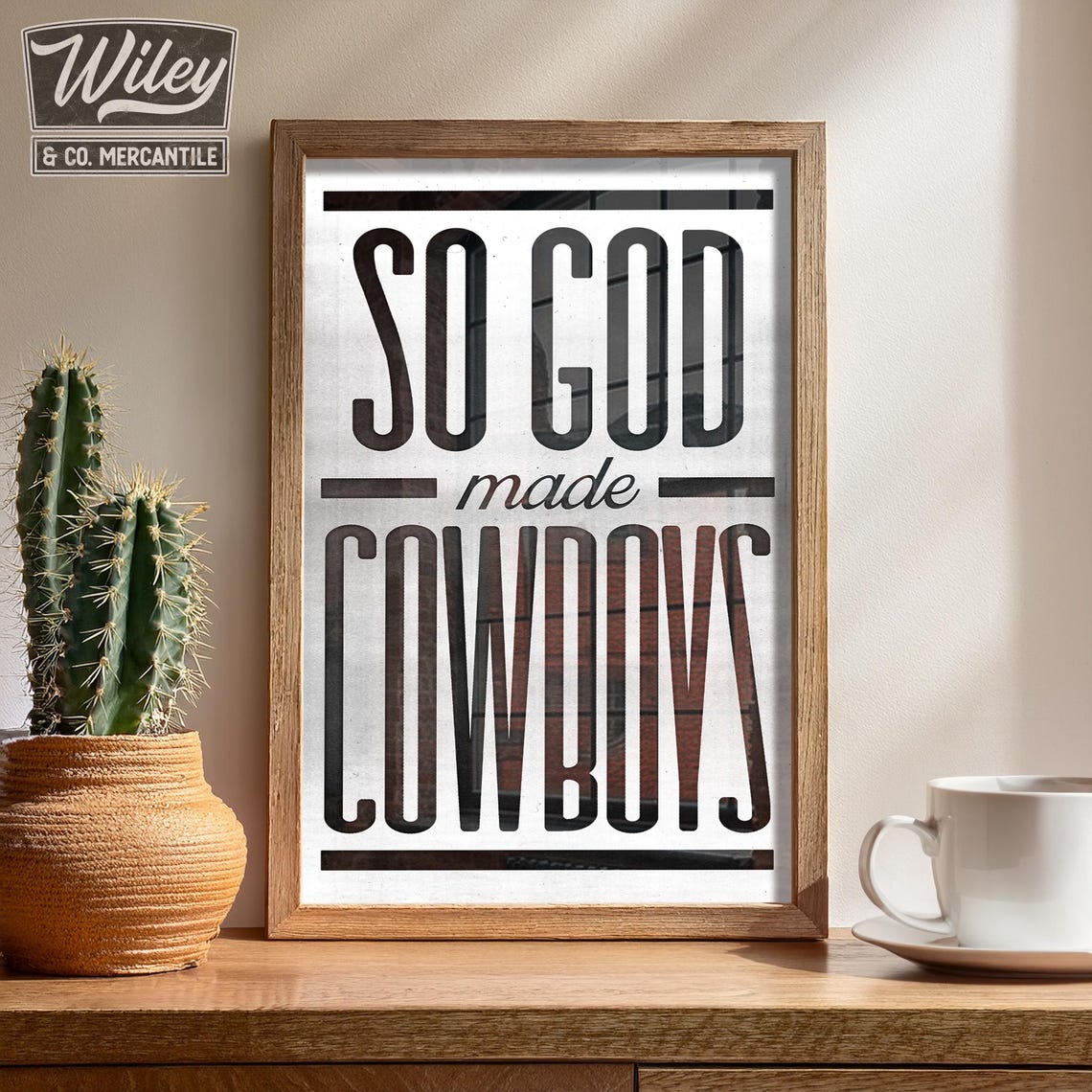 So God Made Cowboys Print, Western Christian Wall Art, Black and White ...