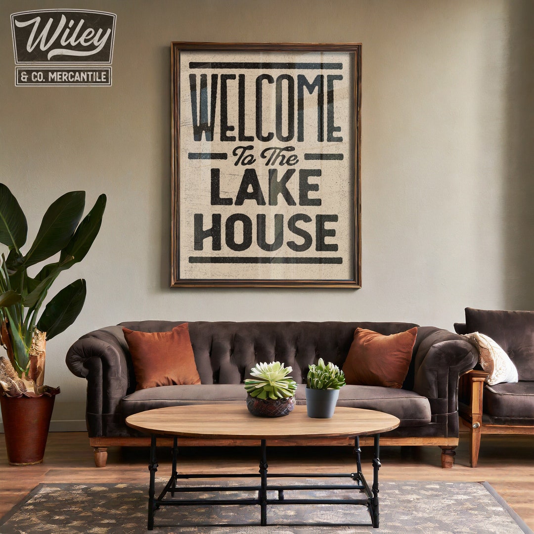 Welcome to the Lake House Vintage Ink Press Typography Art Print Large ...