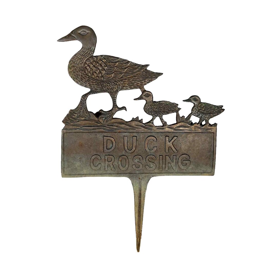 Vintage Brass Duck Ducklings Crossing Lawn Sign Yard Decoration Garden ...