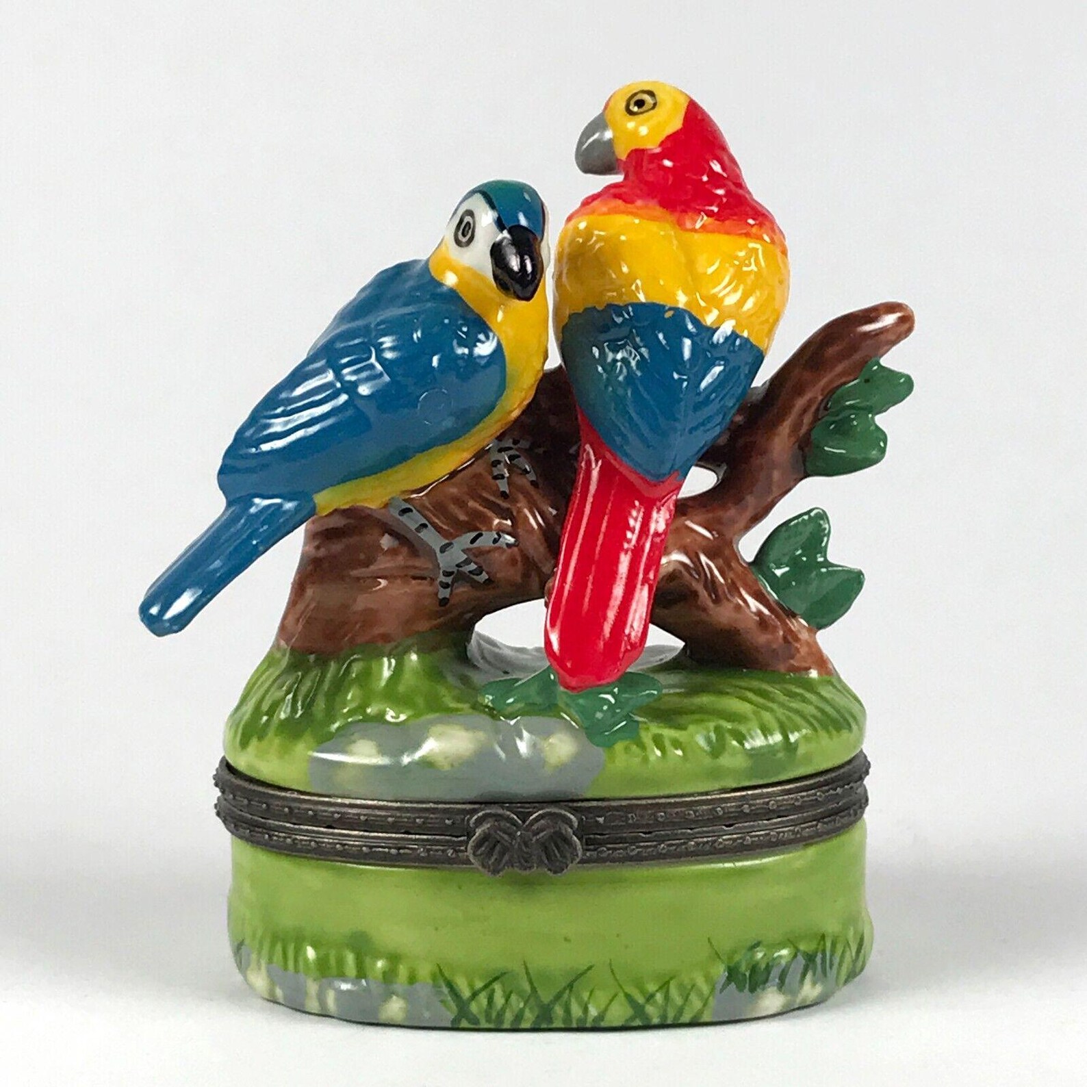 3 Ceramic Tropical Trinket Boxes Flamingos Palm Tree Parrots Hinged ...