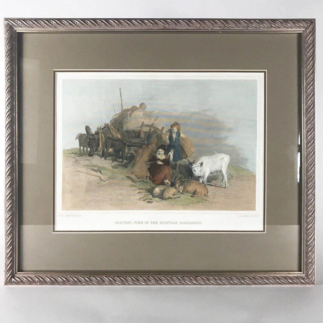 Sir Edwin Landseer Hand Colored Engraving R.A Harvest Scottish ...