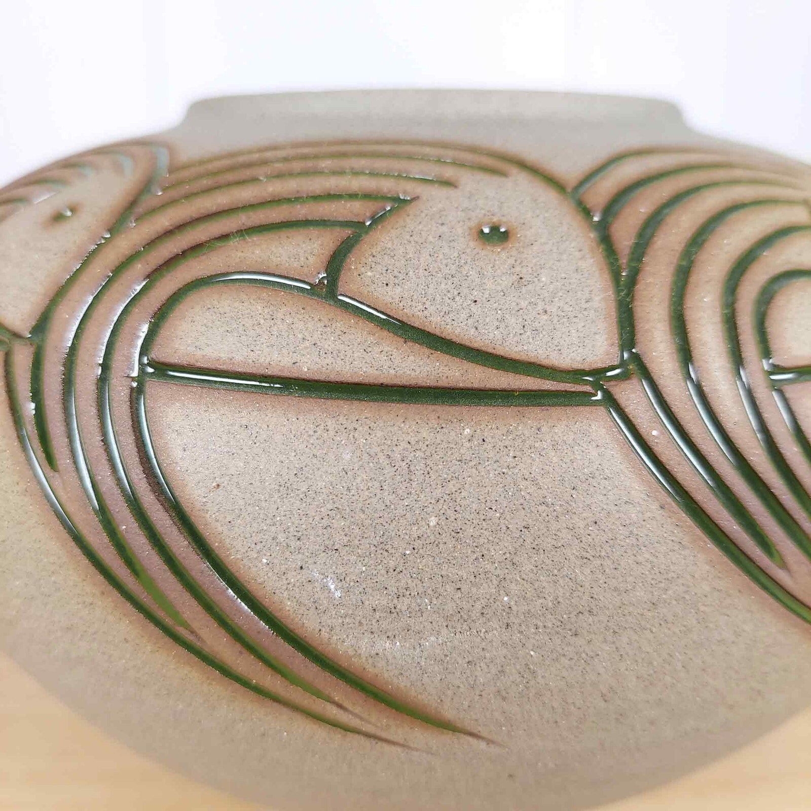 Large Folk Art Fish Vase Pottery Sgraffito Ovoid Bulbous Art Deco Era ...