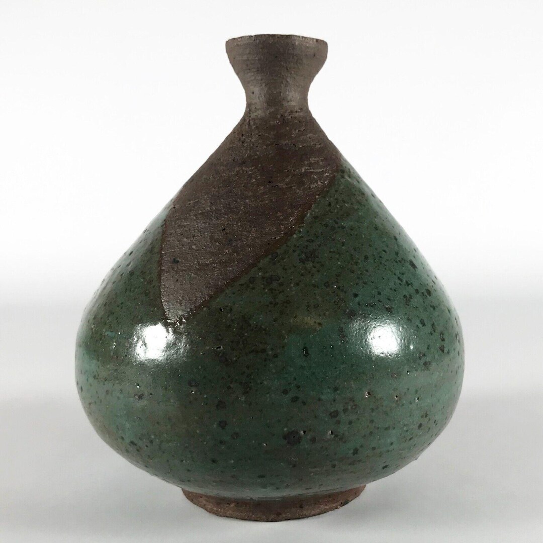 Mid Century Modern Green Glazed Studio Pottery Vase Signed Johnson 1972 ...