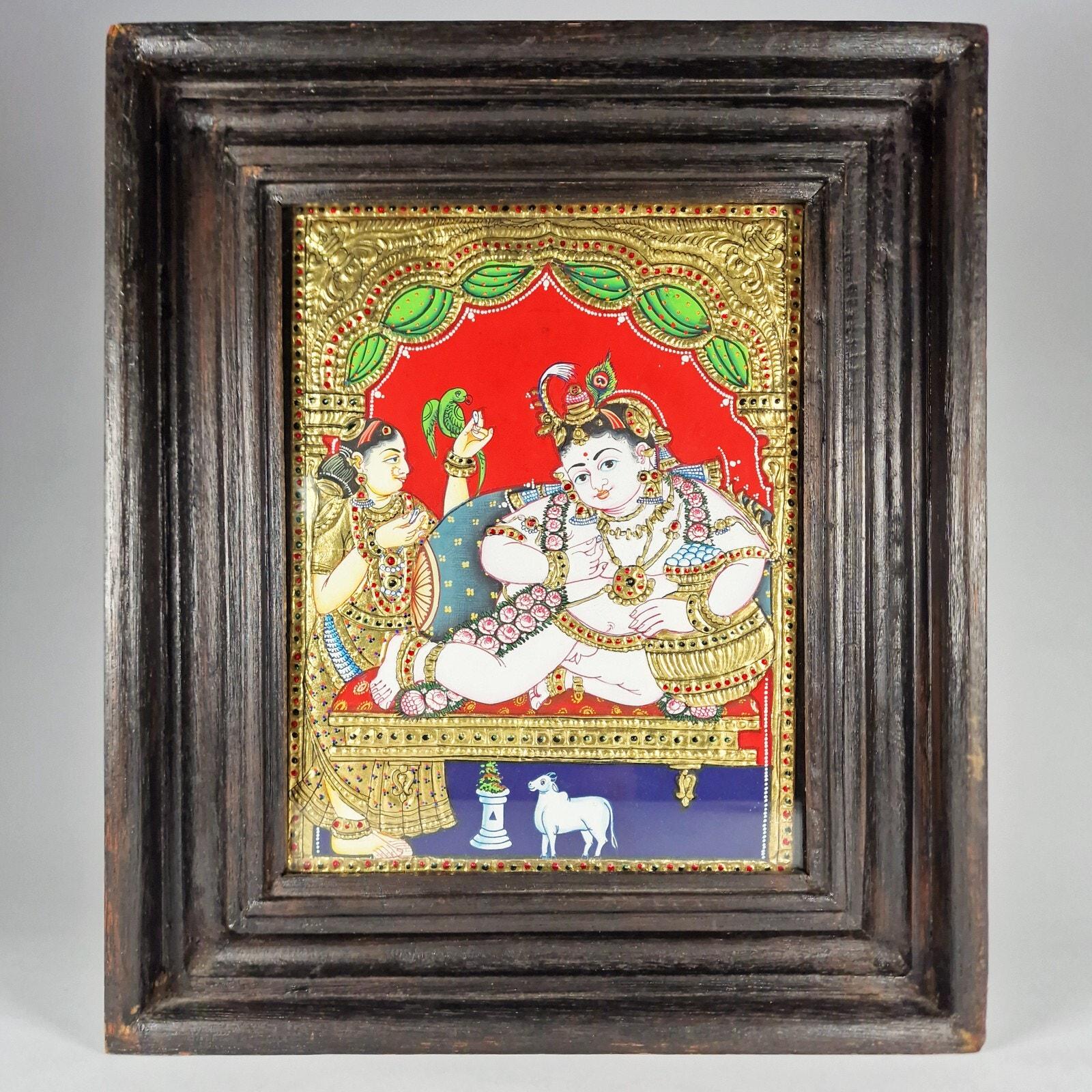 Navaneetha Krishna Tanjore Painting Dakshin Art Gallery Chennai Gold ...