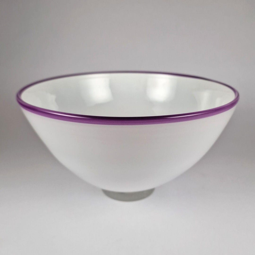 Dennis K Mullen Studio Art Glass Tango Bowl Large 1993 PNW Vtg White ...