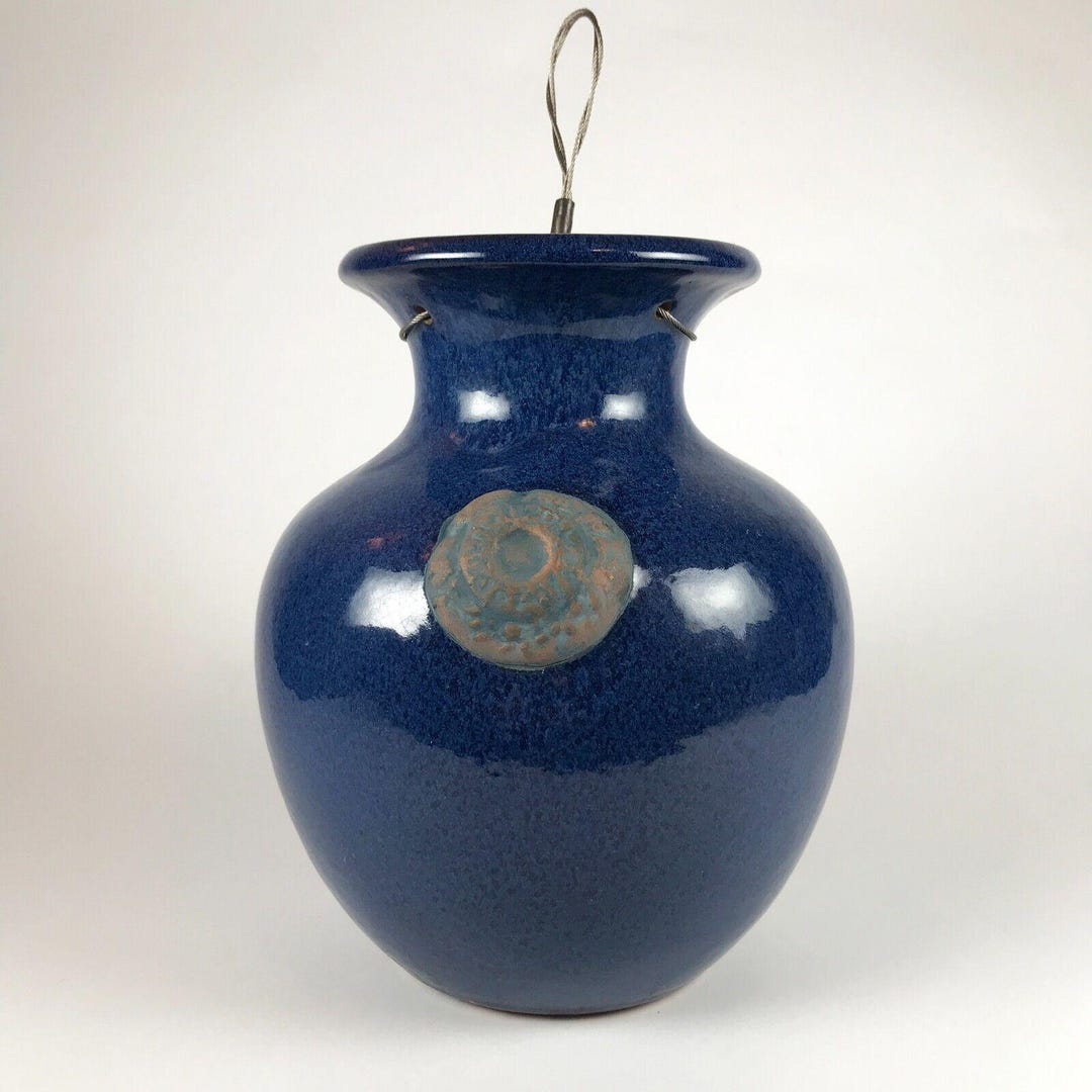 Down Under Pots Hanging Planter Upside Down Deep Speckled Blue 9.25 ...