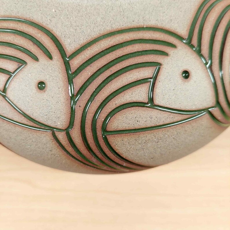 Large Folk Art Fish Vase Pottery Sgraffito Ovoid Bulbous Art Deco Era ...