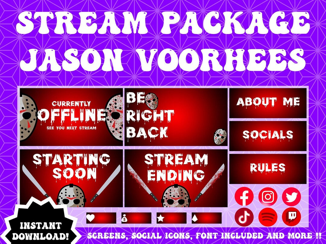 Horror Slasher Jason Stream Overlay Package (digital Download) - Etsy