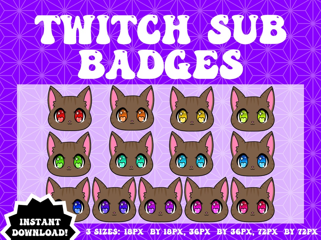 Cute ‘brown Tabby Cat’ Sub Badge Pack, Twitch Streamer Badges, Twitch ...