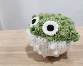 Crochet Green Pufferfish Plushie - Etsy